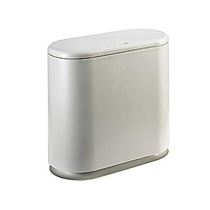 NA Trash Wet & Dry Sorting Trash Can 10L/2.4Gal (Approx. 6.4L) Plastic Push Top Lid Trash Can Suitable for Kitchen, Bathroom, Living Room, Office, Narrow Places Black