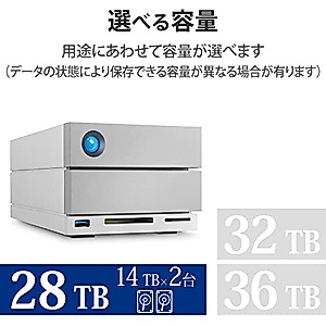 LaCie 2big Dock RAID 28TB External RAID Hard Drive HDD with SD Card CF Card Slots, for Mac and PC Desktop Data Redundancy Thunderbolt 3 USB-C USB 3.0, 1 Month Adobe CC, Data Recovery (STGB28000400)
