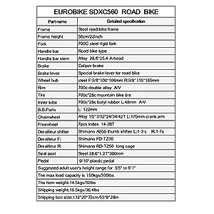EUROBIKE XC560 700C Road Bike 21 Speed Gears for Adult Road Bicycle XL (Fresh Green)