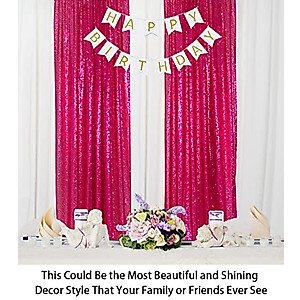 Fuchsia 2FTx7FT 1PC Photo Booth Wedding Props-Sequin Fabric Backdrops Sweets for Weddings Party Curtains Decorations-60x215CM 1 Panel Hot Pink Curtain