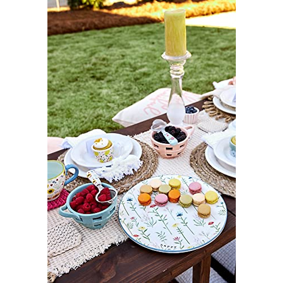 Mud Pie Floral Platter, Round, 12" dia