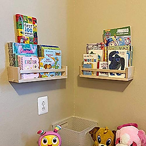 Gneric Floating Shelves for Wall, Burlywood Nursery Book Shelves, 15.7 inch Kids Bookshelf, Wall Shelves for Living Room Bedroom Decor,Kitchen Spice Rack,Bathroom Storage Rack(2 Pack)