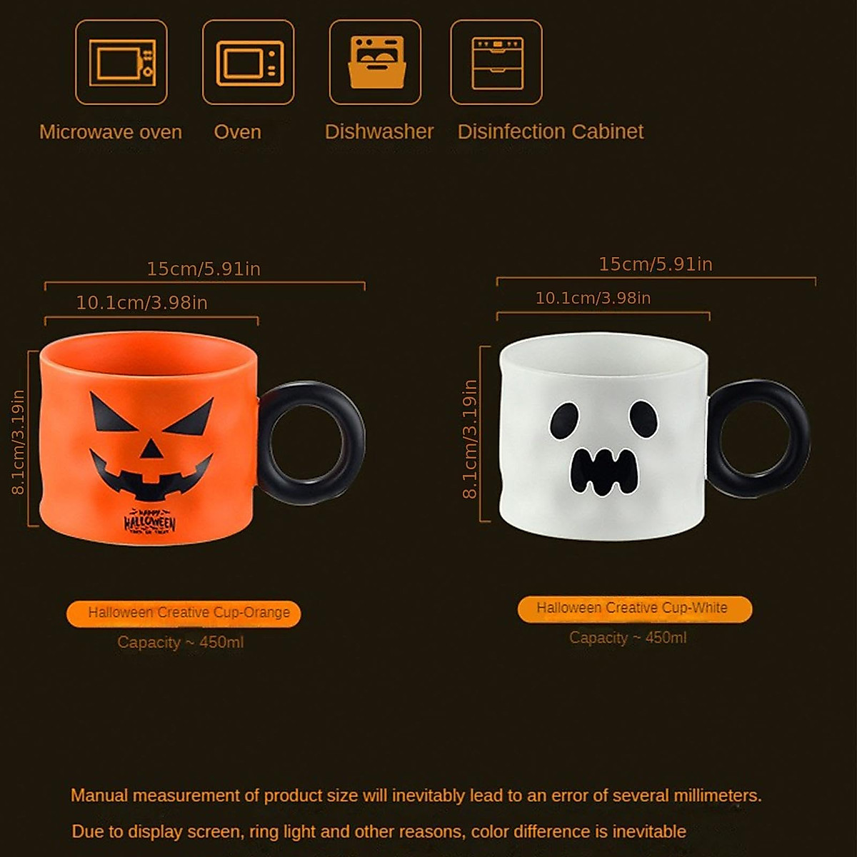 SOURCEBEAT 1Pc Halloween Cartoon Mug Ghost Elf Ceramic Cup Mug Water Cup Coffee Cup Milk Juice Cup Halloween Gifts Mugs white