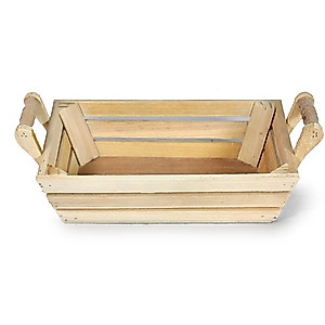 The Lucky Clover Trading Wood Crate Basket with Handles, Small Tray, Natural
