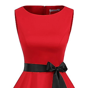 Gardenwed Plus Size Women's Vintage Cocktail Wedding Party Sleeveless 1950s Retro Rockabilly Swing Dresses Red 2XL