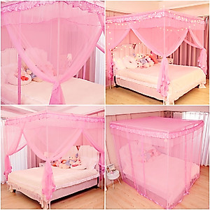 Hptmus Canopy Bed Curtains - Bed Canopy for Girls Bed Curtains Princess Bed Canopy Bed Canopy Curtains Canopy for Bed Drapes Birthday Present Adults Girls Room Decor(Twin, Pink)