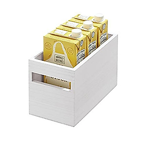 iDesign Renewable Paulownia Wood Collection Storage Bin with Handles, 10" x 5" x 6", White Wash