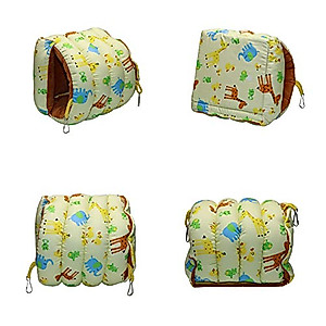 Bird Nest House Winter Warm Hammock Happy Hut Cave Bed for Parrot Budgie Parakeet Cockatiel Conure Hamster Mouse Chinchilla (L, Yellow)