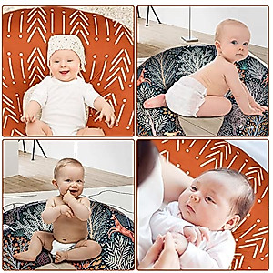 2 Pack Baby Nursing Pillow Cover Newborn U-Shaped Breastfeeding Pillowcase Cushion Cover Stretchy Replaceable Forest&Floral Pillow Cover Slipcover 22.5x18 (Forest + Retro Geometry)