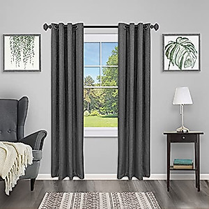 Interior Living 66-120 in. Adjustable Soft Square End Curtain Rod, 1 in. Diameter, Black