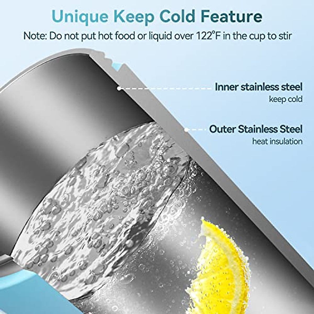 Wamife Portable Blender, Stainless Steel Personal Blender for Shakes and Smoothies, Rechargeable Smoothie Blender Keep Juice Fresh and Cold Mini Blender for Travel Sports