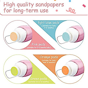 24 Pieces Baby Nail File Pads Nail Trimmer Replacement Pads Electric Baby Nail Grinding Heads for Standard Electric Kid Nail Trimmer Suits to Newborn Infant Toddler (Pink, Light Blue, Green, Orange)