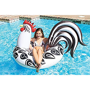 Poolmaster Rooster Inflatable Swimming Pool Party Float (48 Inch), Black/White/Red