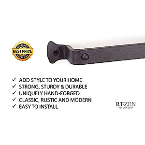 RTZEN Farmhouse Towel Rack for Bathroom - Handcrafted Wrought Iron Kitchen Towel Bar Straight Wall Mount Rod - Matte Black Towel Hanger for Home or Office - 17" Rack Fits 14" Towels (Medium)