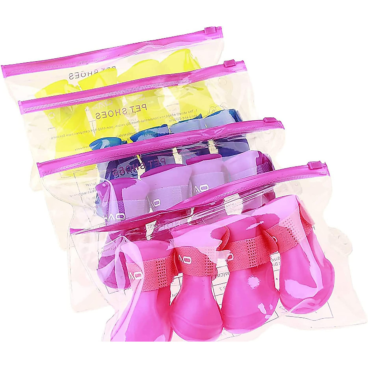 GabeFish Waterproof Silicone Small, Medium Dogs Rain Boots, Rainy Days Shoes for Dogs, Outdoor Puppy Paw Protector with Straps Red Medium