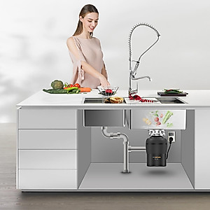 MAX DISPOSER Garbage Disposal 1/2 HP Easy install Quiet with Stopper Power Cord, Kitchen sink Food Waste Disposer Continuous Feed, Stainless Steel Grind Half Horsepower AC Motor Unit (MAX-3)