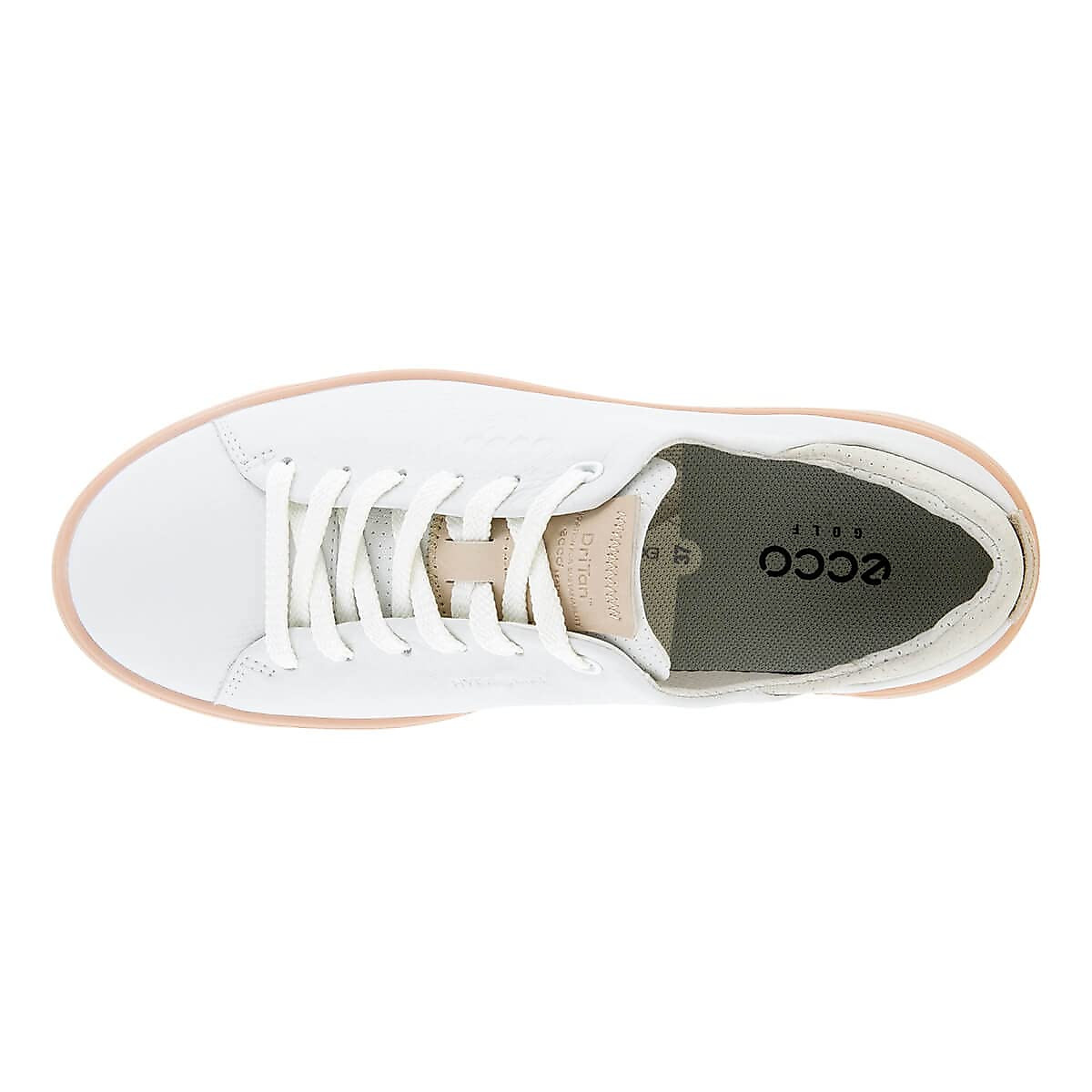 ECCO Women's Tray Hybrid Hydromax Water-Resistant Golf Shoe, Bright White/Peach Nectar, 6-6.5