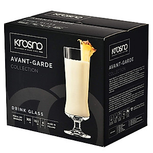 Krosno Pina Colada Cocktail Drinking Glasses | Set of 6 | 10.1 oz | Avant-Garde Collection | Perfect for Home Restaurants and Parties | Dishwasher Safe | Gift Idea | Made in Europe
