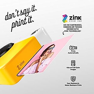 KODAK Printomatic Digital Instant Print Camera - Full Color Prints On ZINK 2x3" Sticky-Backed Photo Paper (Yellow) Print Memories Instantly