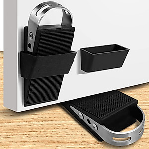 WINONLY Rubber Door Stoppers for Bottom of Door: 2 Pack Heavy Duty Door Stop with Holder Hold Door Open, Stackable Doorstop Wedge for Tall Door Soft Touch Protect Your Floor for Home Office Classroom