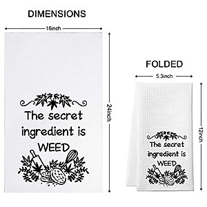 The Secret Ingredient is Weed Funny Farmhouse Kitchen Decor Cute Housewarming Gift Novelty Dish Towel (Ingredient is Weed)
