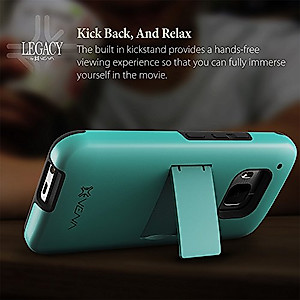HTC One (M9) Case - VENA [Legacy] Slim Fit Dual Layer Hybrid Case with Kickstand & Screen Protector for HTC One M9 (2015) - Teal & Gray