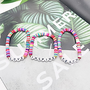 Beaded Teacher Bracelet for Women Teacher Appreciation Gifts Bracelet Love Teach Inspire Beaded Teacher Bracelets Appreciation Gifts (Style C)