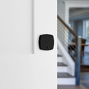 Kwikset Midtown Deadbolt Lock, Matte Black Modern Exterior Keyed Front Entry Door, Pick Resistant SmartKey Rekey Security, Single Cylinder Dead Bolt, with Microban Protection