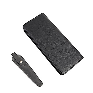 LAKE of FIRE Scissors Case with Zippers and Leather Cover for Convenient Storage and Protection (Black+Gray)