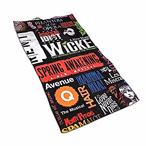 antoipyns Broadway Theatre Musical Poster Highly Absorbent Large Decorative Hand Towels Multipurpose for Bathroom, Hotel, Gym and Spa (16 X 30 Inches)