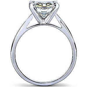 VINSON Princess 1.70 Ct Moissanite Solitaire Peg Head Cathedral Engagement Silver Ring (5.5)