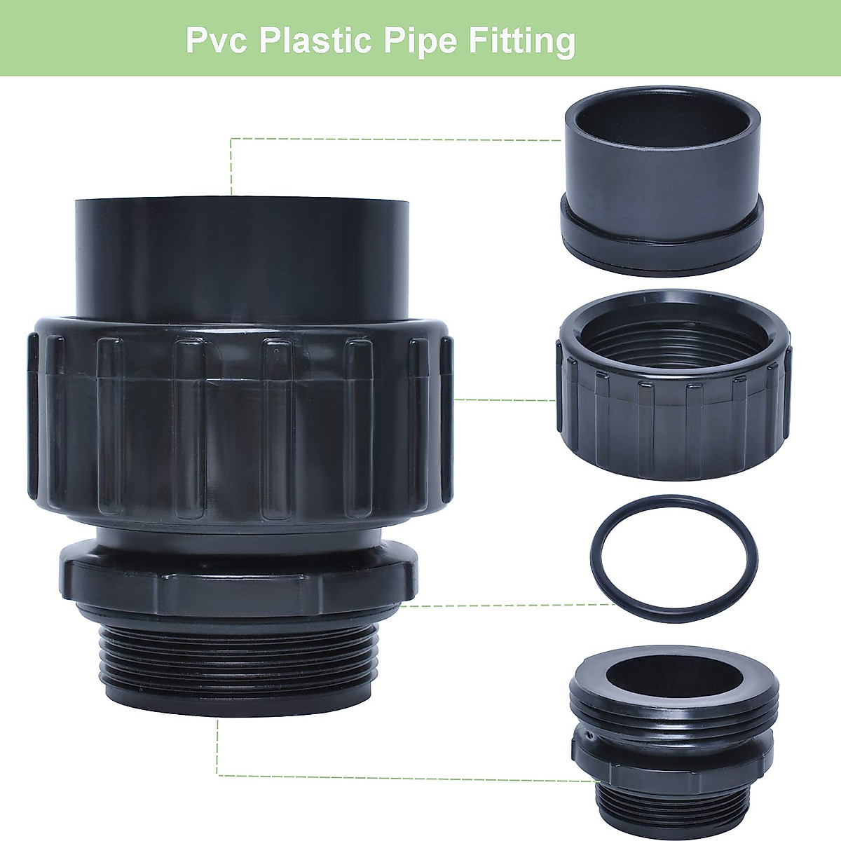 Gekufa 2" Slip Fitting Quick Connector Replacement for Pool Pump Universal 60mm PVC Plastic Pipe Fitting Union Socket Joint (Pack of 2)