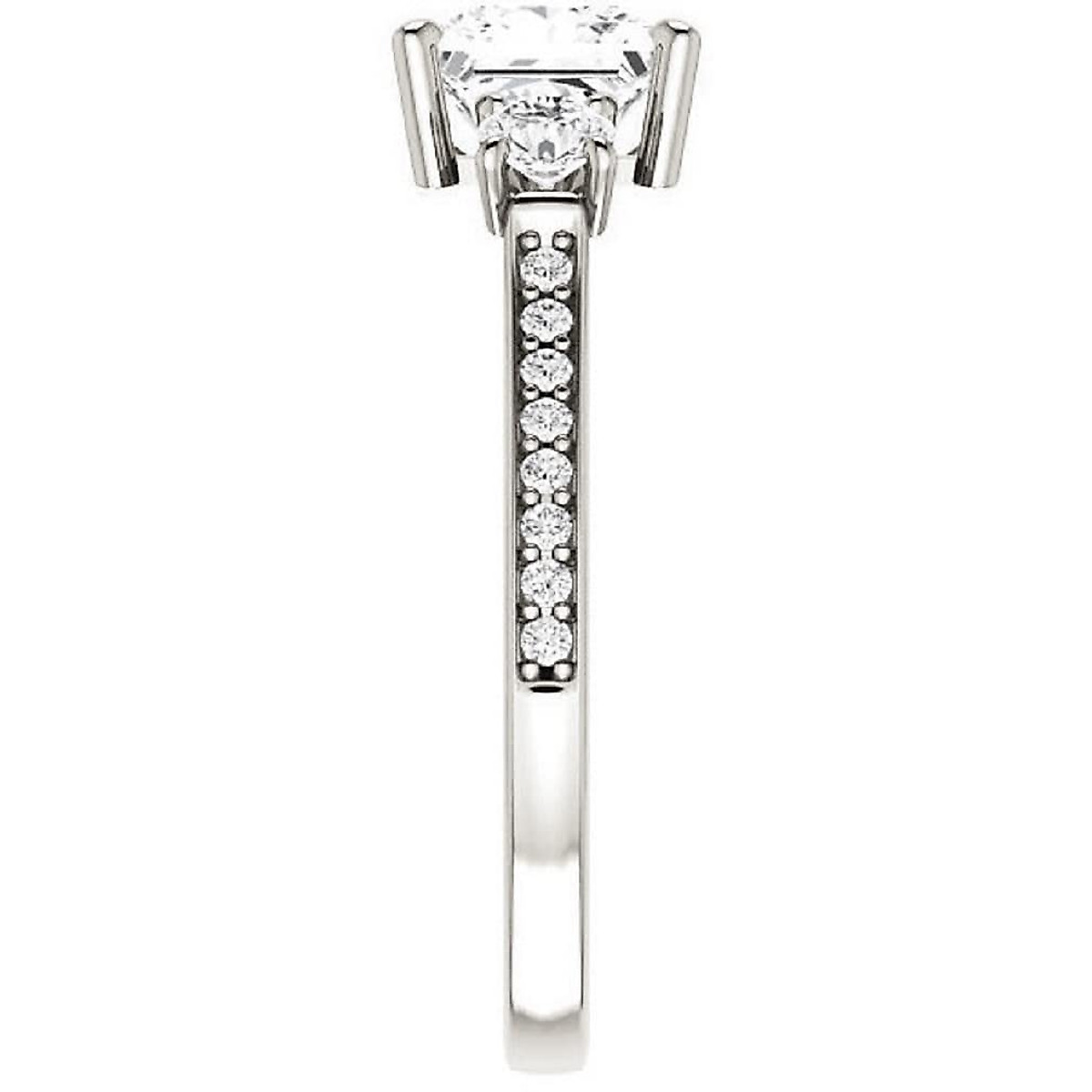 Moissanite Handmade Engagement Ring 3 CT Princess Cut Moissanite Solitaire Diamond Wedding Ring for Women Promise Gifts VVS Colorless (14K Solid White Gold)