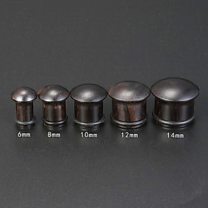 ZS Black Wood Tunnel Gauges Stretcher Expander Brown Ear Gauges Plugged Ears Wood Plugs Ear Stretching Kit Ear Plugs Tunnel Sandalwood (Black Plug-8mm)