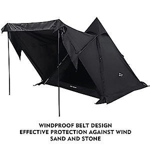 Wolf Walker Camping Tent for 4-5 Person Teepee Indian Tent with Windproof Belt Double Layers Waterproof Sunscreen Shelter Anti-UV Pyramid Spire Yurt Tents for Outdoor Family Hunting Black