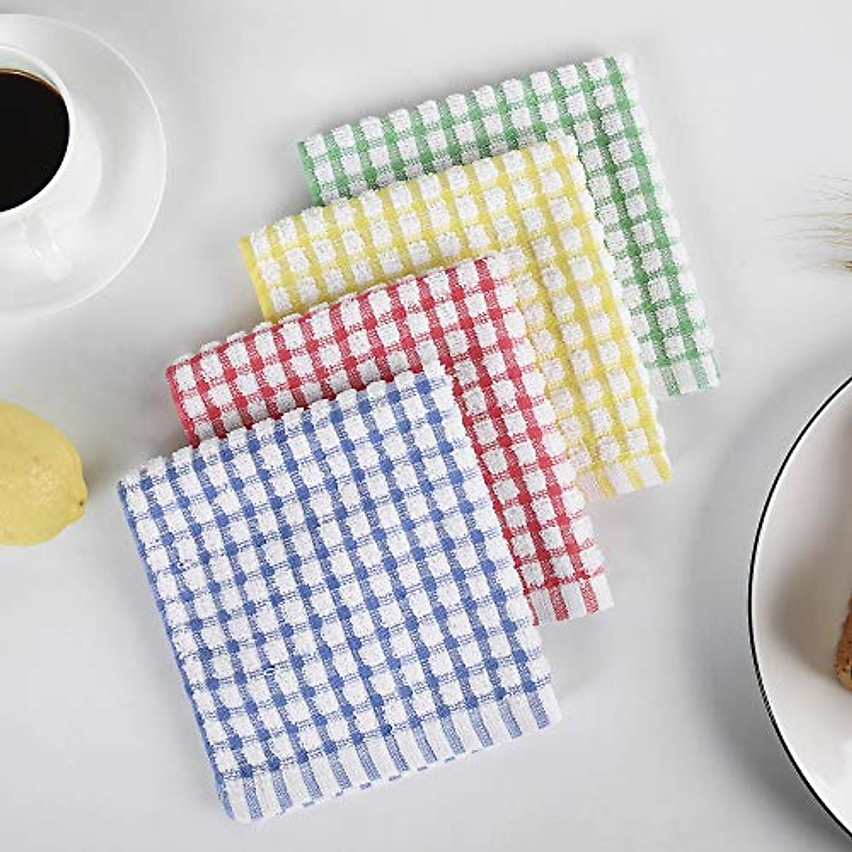 Oeleky Dish Cloths for Kitchen Washing Dishes, Super Absorbent Dish Rags, Cotton Terry Cleaning Cloths Pack of 8, 12x12 Inches