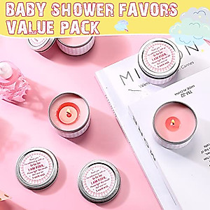 24 Packs Baby Shower Favors Scented Candles 2.5 oz Tea Lights Small Wax Soy Candles with Lids Burning Light Baby Shower Candles Gifts for Guests Girl Baby Shower Party Favors Bulk Gender Reveal, Pink