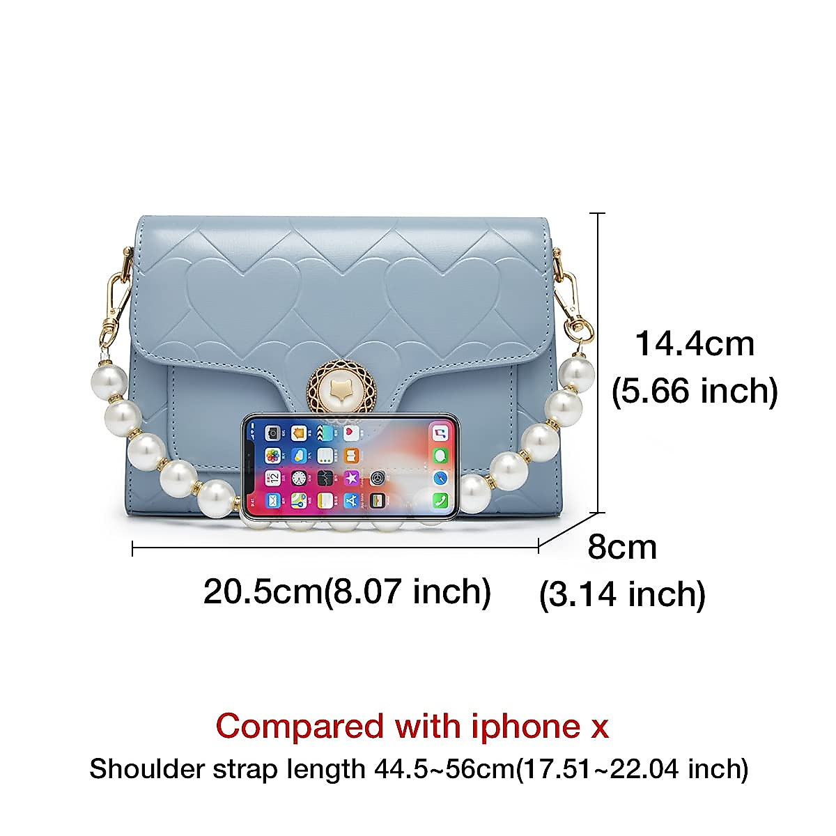 Small Crossbody Bag for Women Cowhide Leather Shoulder Bag Anna Faux Pearl Chain Accessories for Mini Flap Top Handle Purse Trendy Handbag