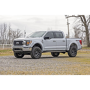 Rough Country SF1 Fender Flares for Ford F-150 (2021-2024) - Sharp Off-Road Style, Extra Tire Coverage, UV-Resistant ABS, Easy Bolt-On, Flat Black (Set of 4)