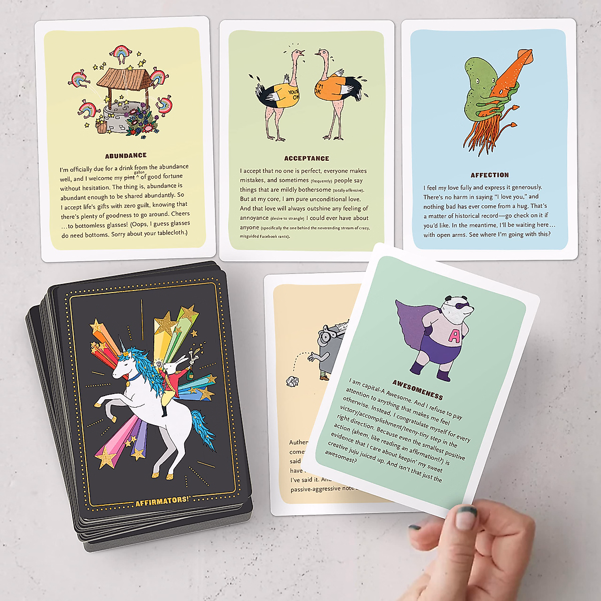 Knock Knock Affirmators! Deluxe Deck: 100 Affirmation Cards Deck - Affirmation Cards to Help You Help Yourself Without The Self-Helpy-Ness