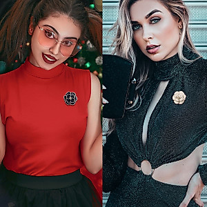 Goldaw 2 Pieces Flower Brooch Pin Petal Elegant Exquisite Art Brooch for Women Wedding Banquet Party Brooch Simple Pin