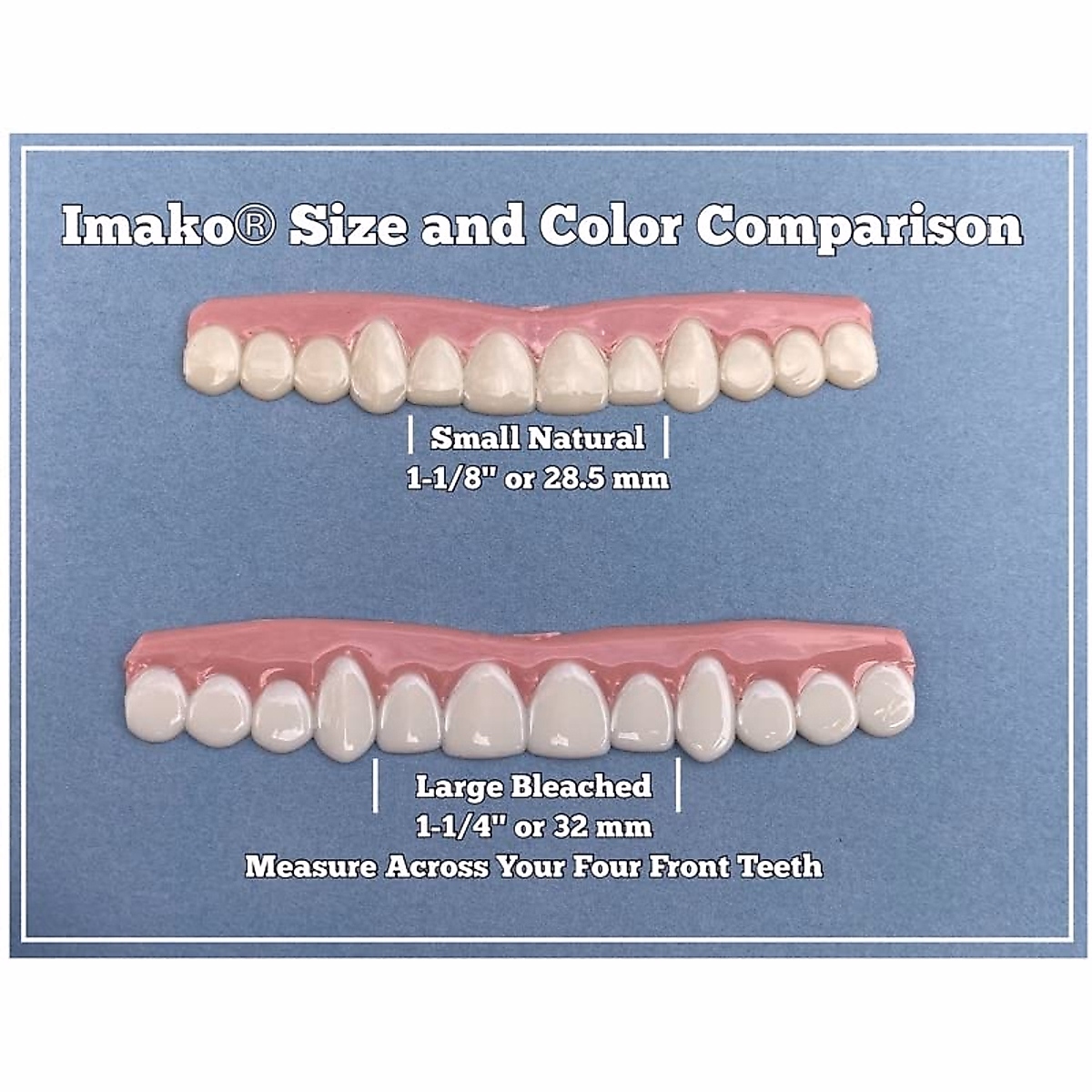 Imako Cosmetic Teeth 2 Pack. (Large, Natural) Uppers Only- Arrives Flat. Fit at Home Do it Yourself Smile Makeover!