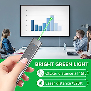 PowerPoint Clickers Wireless Presenter Remote, Presentation Clicker with Red Light, RF 2.4GHz USB Clicker for PowerPoint Presentations Slide Advancer with Volume Control for Mac/Laptop/Computer