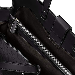 A|X ARMANI EXCHANGE womens Medium Logo All Over Debossed Open Shopping Satchel Bag, Neroblack, One Size US