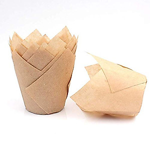 200pcs Tulip Cupcake Liners Baking Paper Cups Holders Greaseproof Muffin Cases Wrappers for Wedding Birthday Party Baby Shower, Standard Size (Natural)