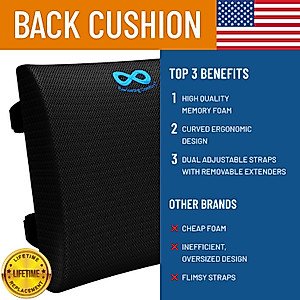Everlasting Comfort Lumbar Support Pillow for Office Chair Back - Improve Posture While Sitting - Memory Foam Cushion Design for Computer Desk, Car, Gaming, Couch, Recliner
