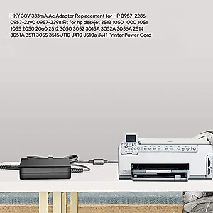 HKY 30V 333mA Adapter for HP 0957-2286 0957-2290 0957-2398 Deskjet 1050 1000 1051 1055 2050 2060 2512 3050 3052 3015A 3052A 3056A 2514 3051A 3511 3512 3055 3515 J110 J410 J510a J611 Printer Power Cord