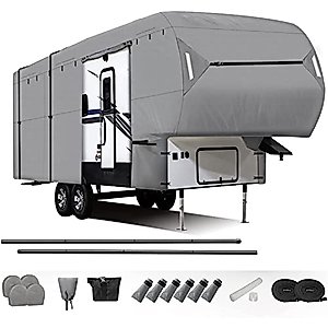 Leader Accessories 5th Wheel Cover RV Cover (26'-29', Grey/Easy Setup W Tire Covers)