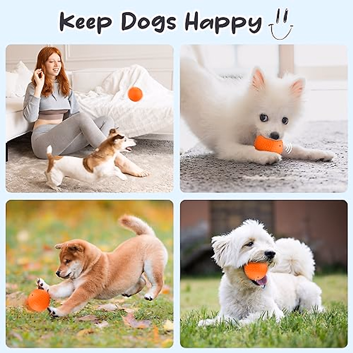 TROUSKAIG Indestructible Squeaky Dog Balls Puppy Toys, Squeaky Dog Toys Puppy Chew Toys for Teething, Interactive Dog Toys for Small Dogs, Puppy Teething Toys for Relax,Dog Toys Chew Toys for Puppies