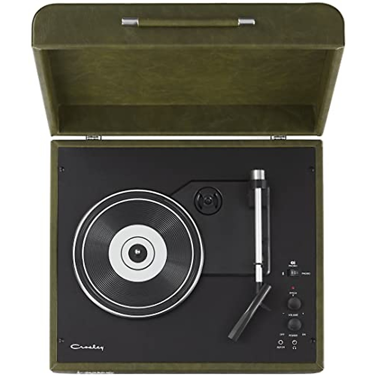 Crosley CR6255A-FG Mercury Vintage 3-Speed Bluetooth in/Out Turntable with Built-in Speakers, Forest Green